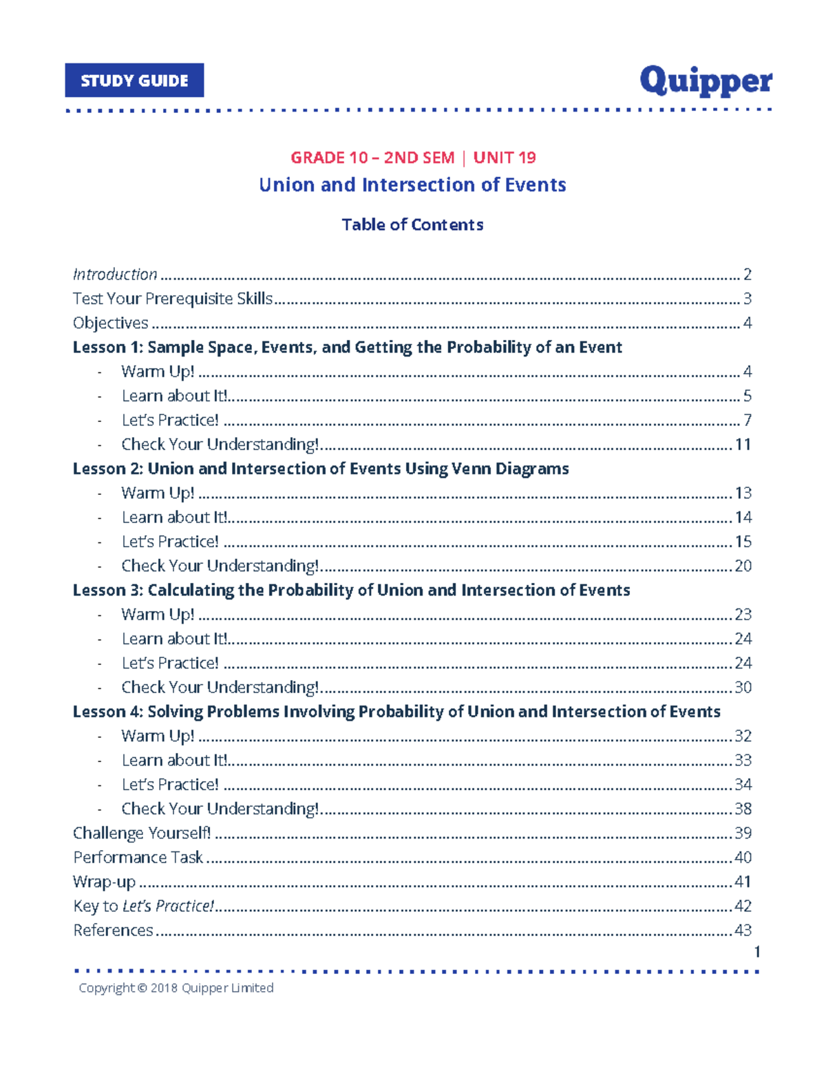 M10 04 Q3 FD - Study Guide on Union and Intersection of Events - Studocu