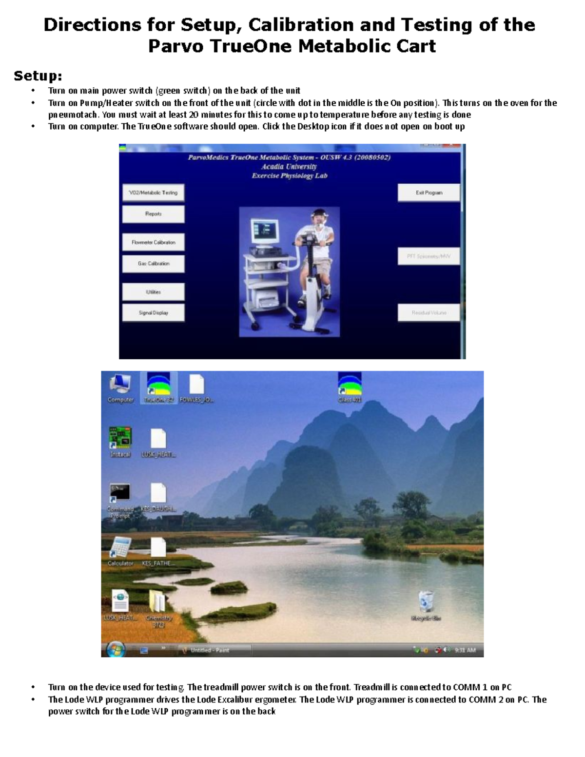 Metabolic Cart%2BDirections - Directions for Setup, Calibration and ...