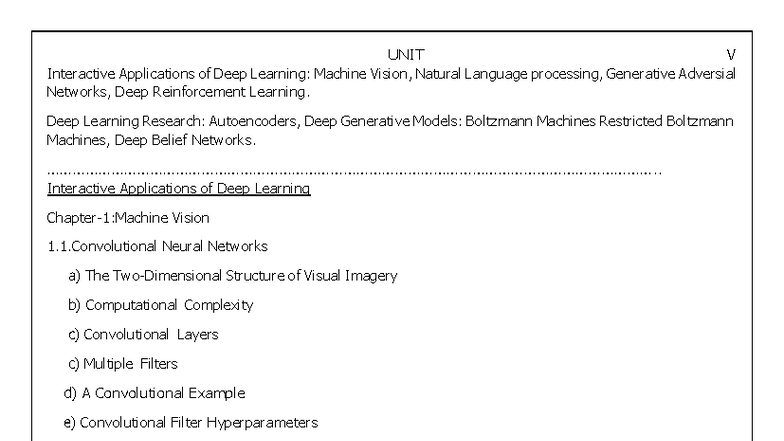 DL UNIT V: Interactive Applications of Deep Learning in Vision & NLP ...