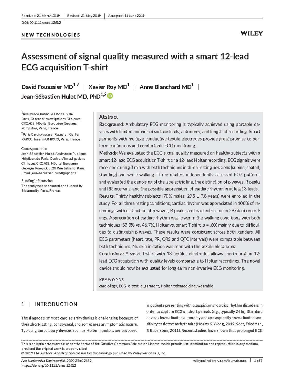 Comparative Study of Smart 12-Lead ECG T-Shirt vs Holter Recording ...