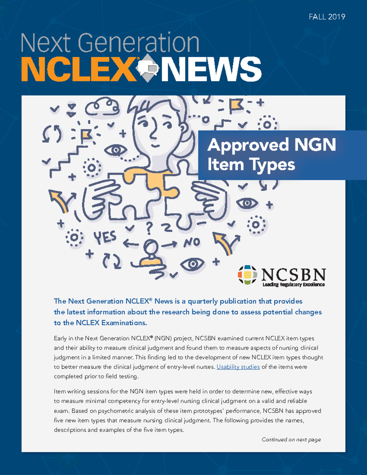 NGN Sample Question format - Next Generation NCLEX NEWS ® FALL 2019 The ...