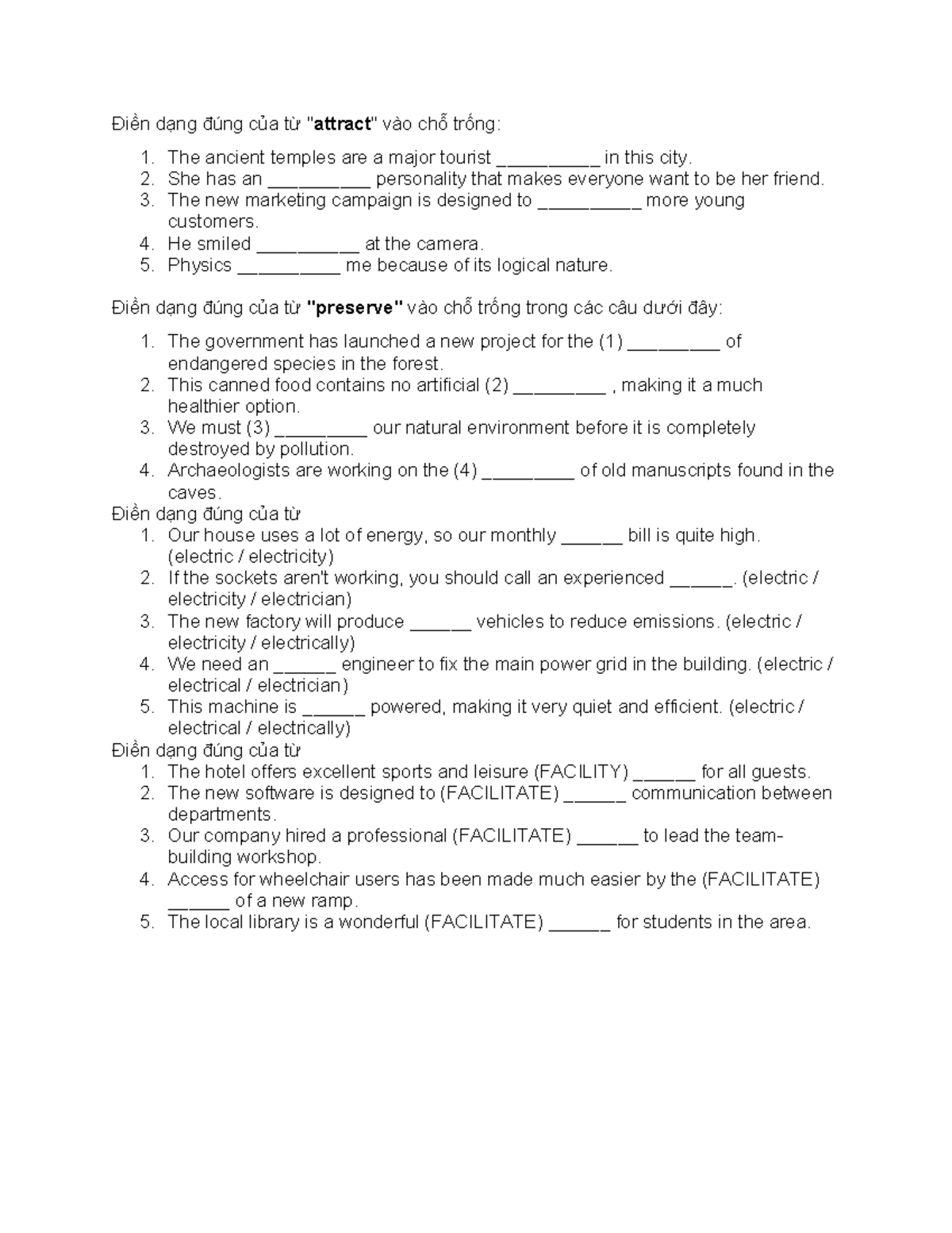 Bt Word Form No Answer: Word Formations (Adjective, Noun, Adverb, Verb ...