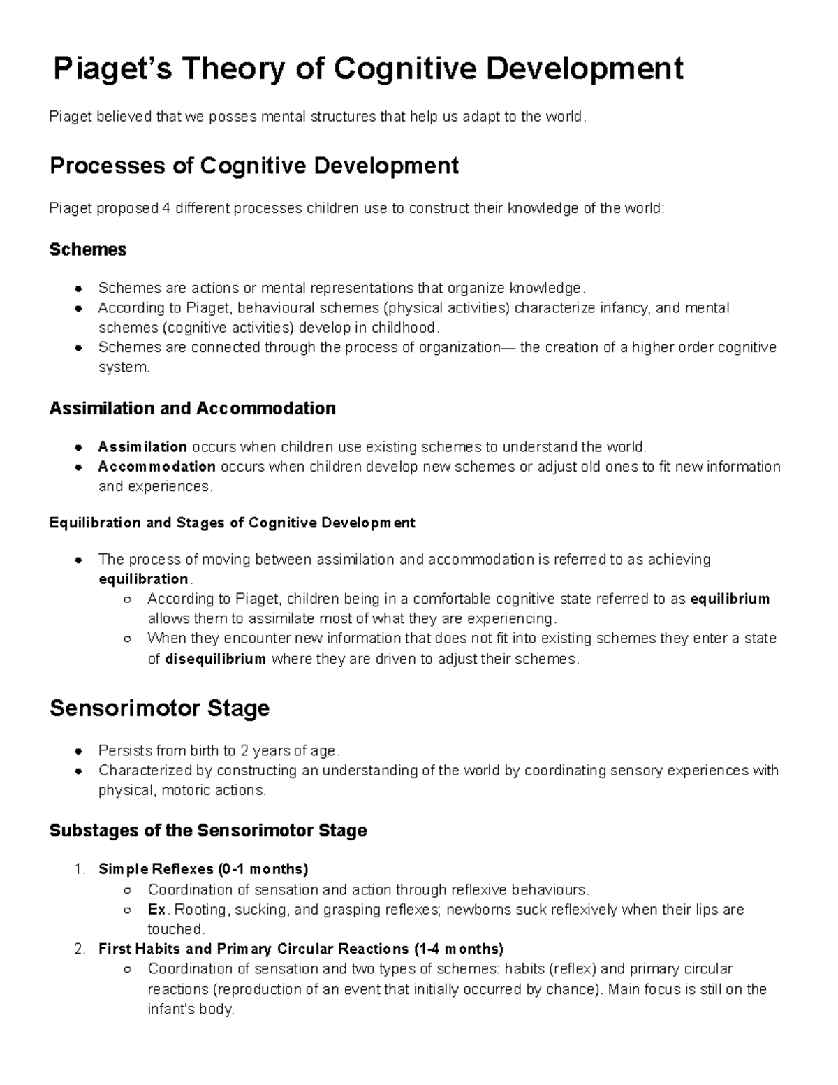 Cognitive Development Theories: Piaget & Vygotsky (PSY 101) - Studocu