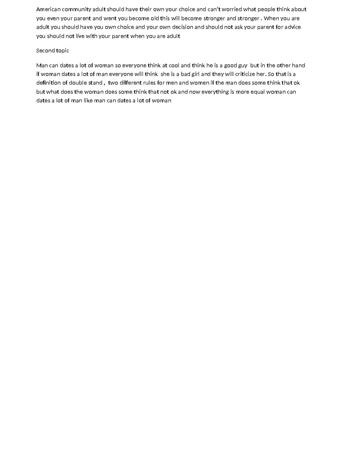 Adult Choices and Double Standards in American Society - Studocu