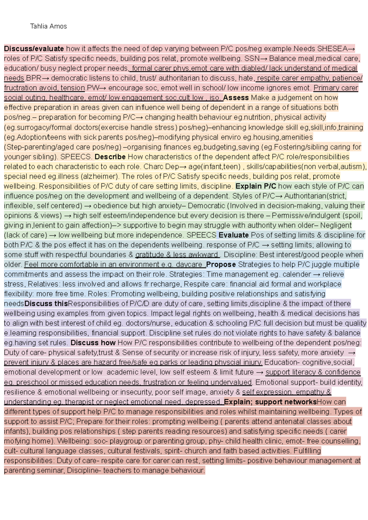 CAFS Cheat Sheet - Summaries on Dependent Wellbeing and Care Roles ...
