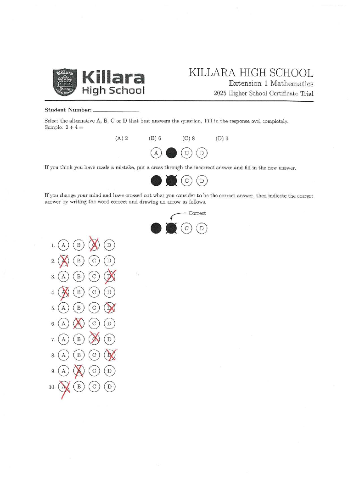 2025 KILLARA HIGH SCHOOL Extension 1 Mathematics Trial Solutions - Studocu