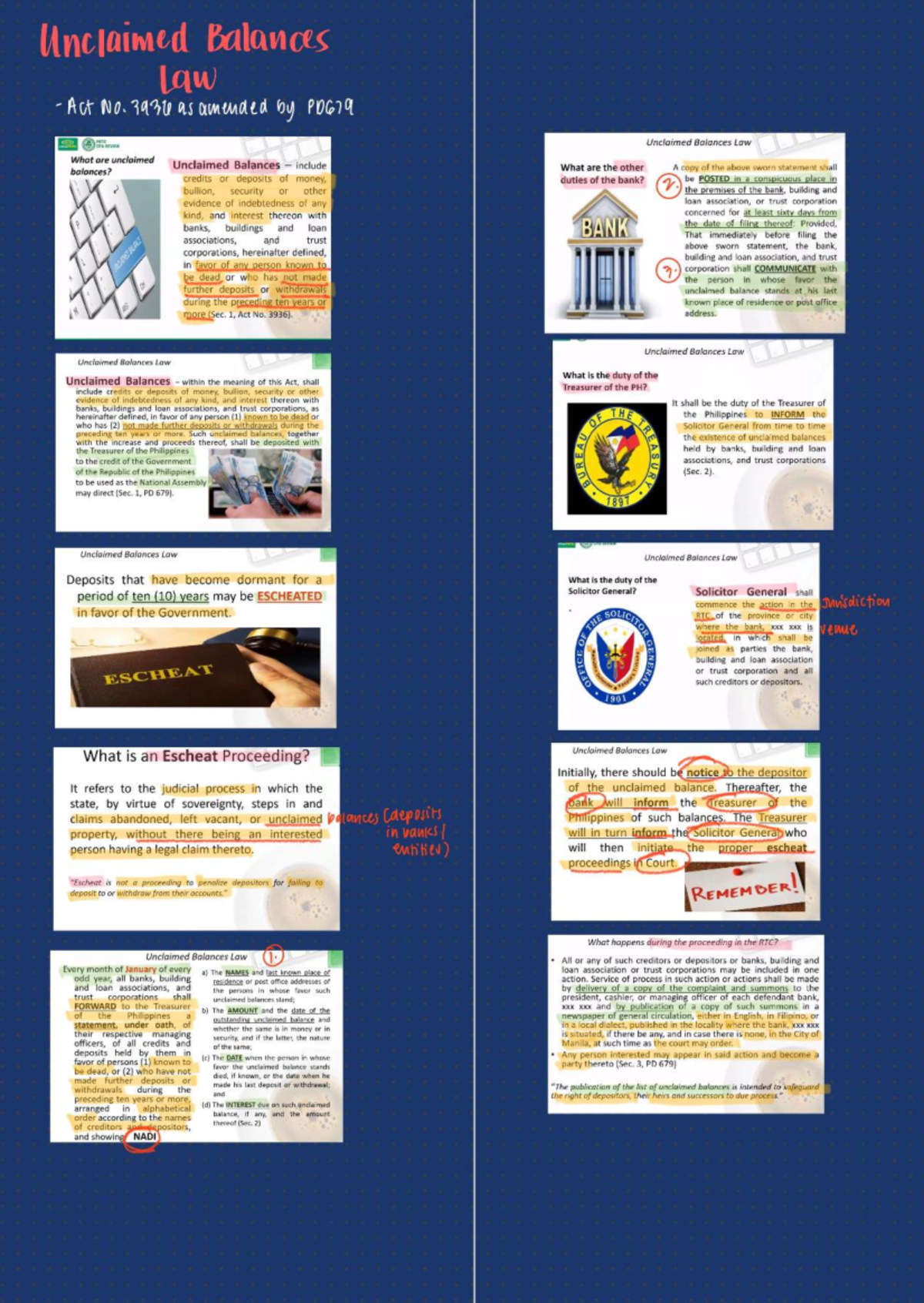 Unclaimed Balances Law 3936 & PD 679: Key Notes and Duties - Studocu