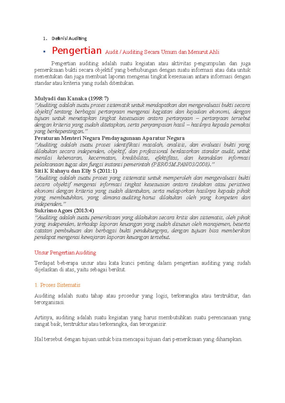 Definisi dan Ruang Lingkup Audit (AKT-101: Kuliah Pendahuluan) - Studocu