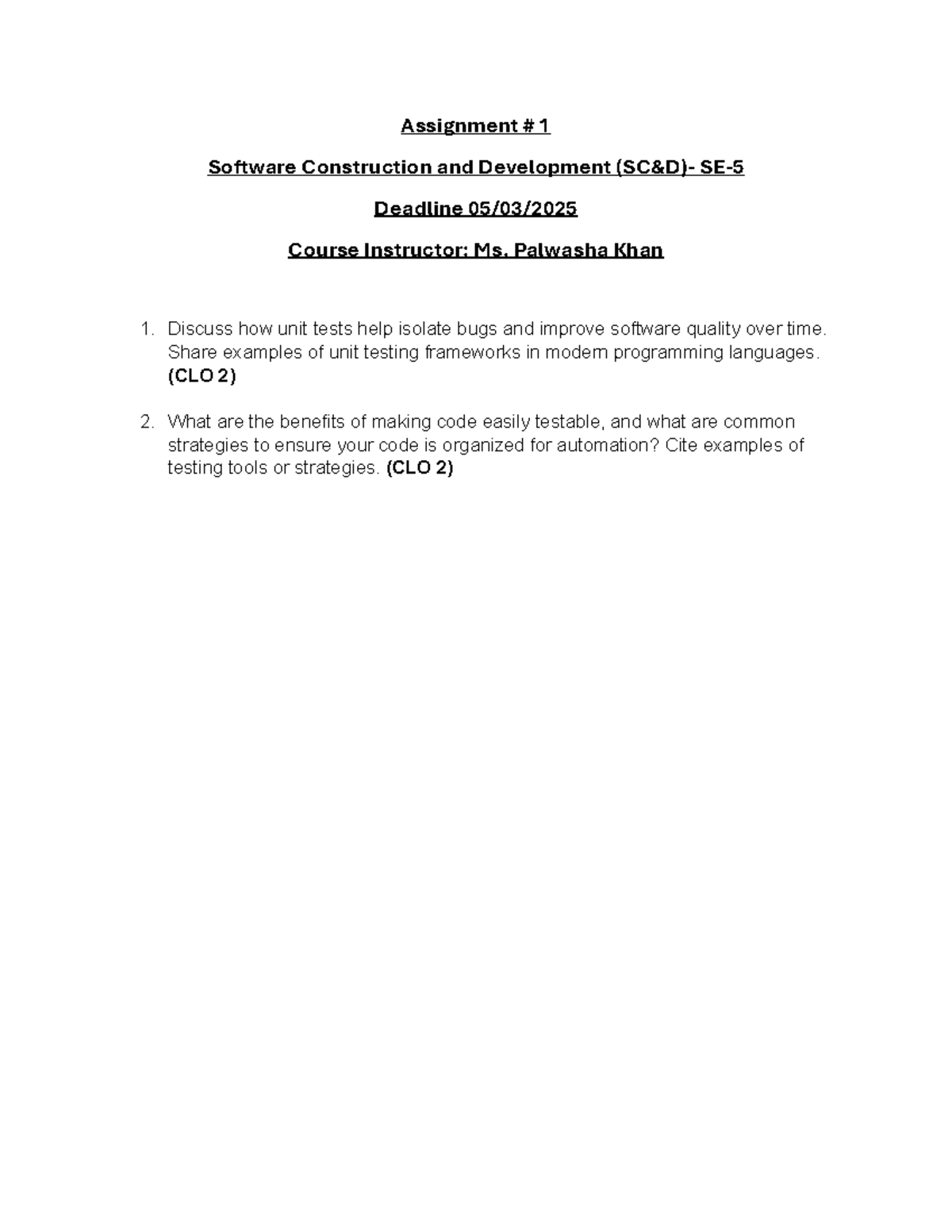 SC&D SE-5 Assignment #1: Unit Testing and Code Testability Insights ...