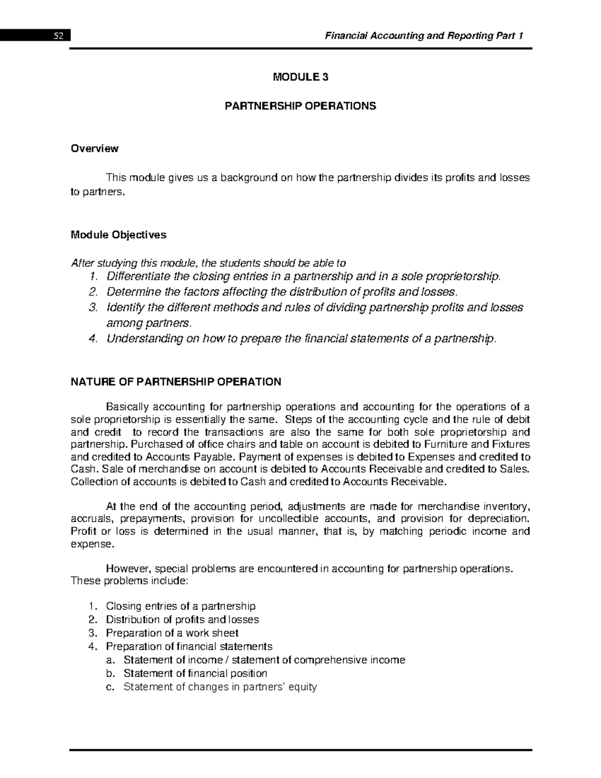 Module-3 - For academics - MODULE 3 PARTNERSHIP OPERATIONS Overview ...