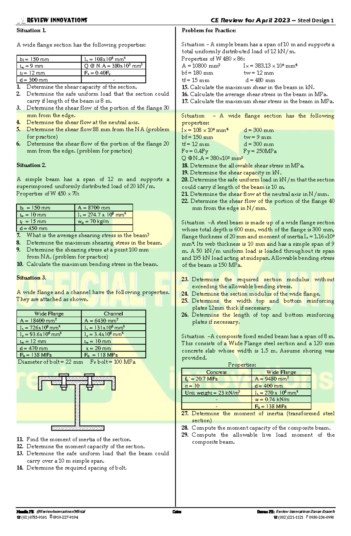 Steel Design CE Review - April 2023 (Final Notes) - Studocu