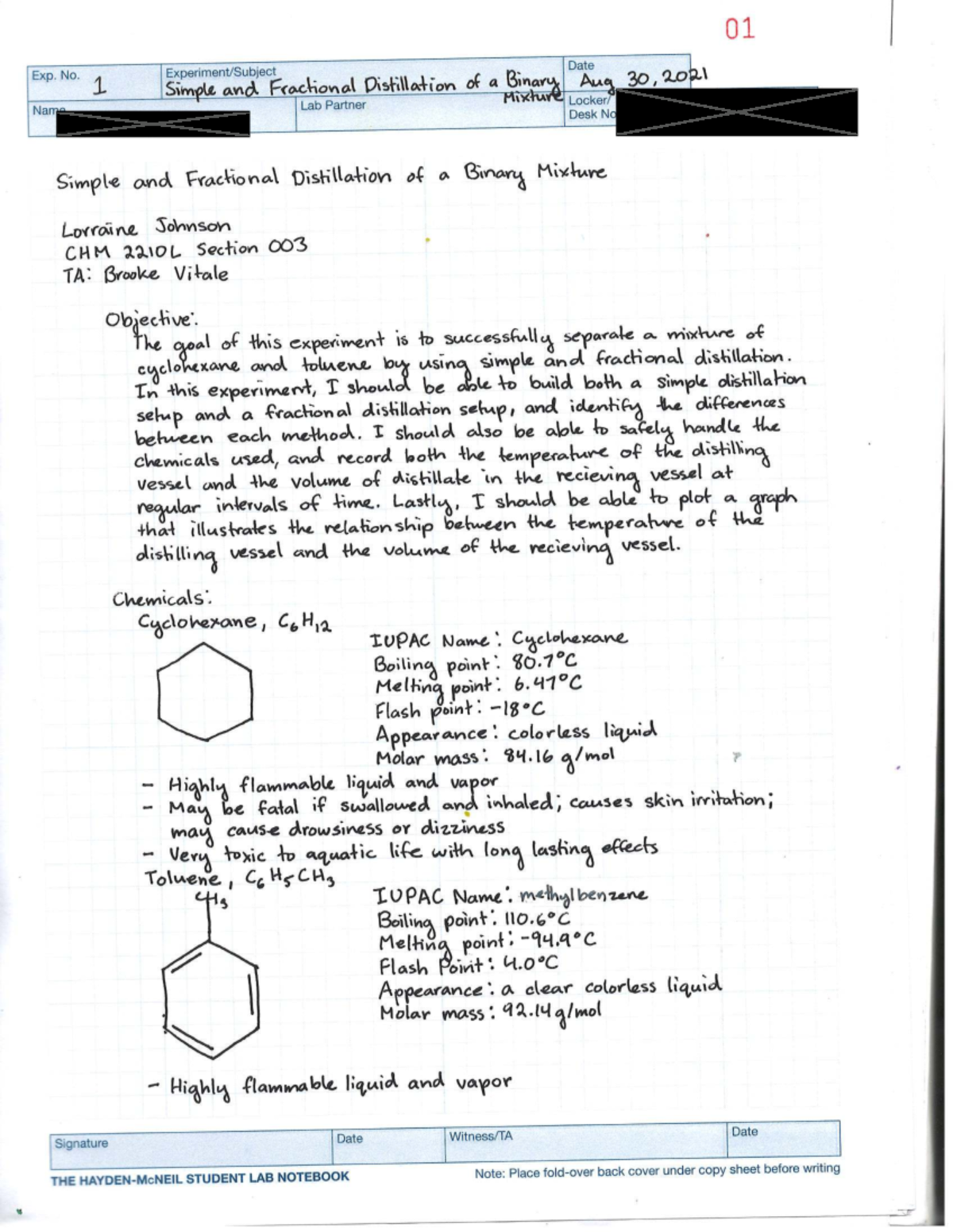 CHM 2210L Lab Report: Simple & Fractional Distillation of Binary ...