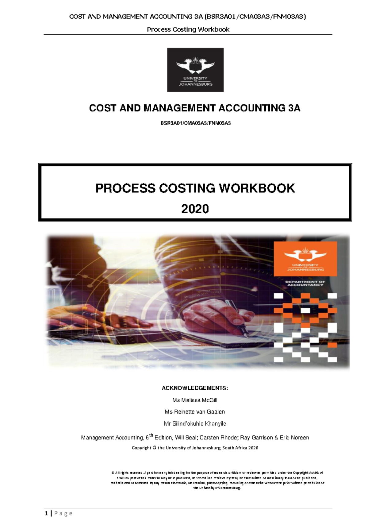 Unit 2 - Process Costing Workbook (PDF Version) - Warning: TT: undefined function: 32 COST AND ...