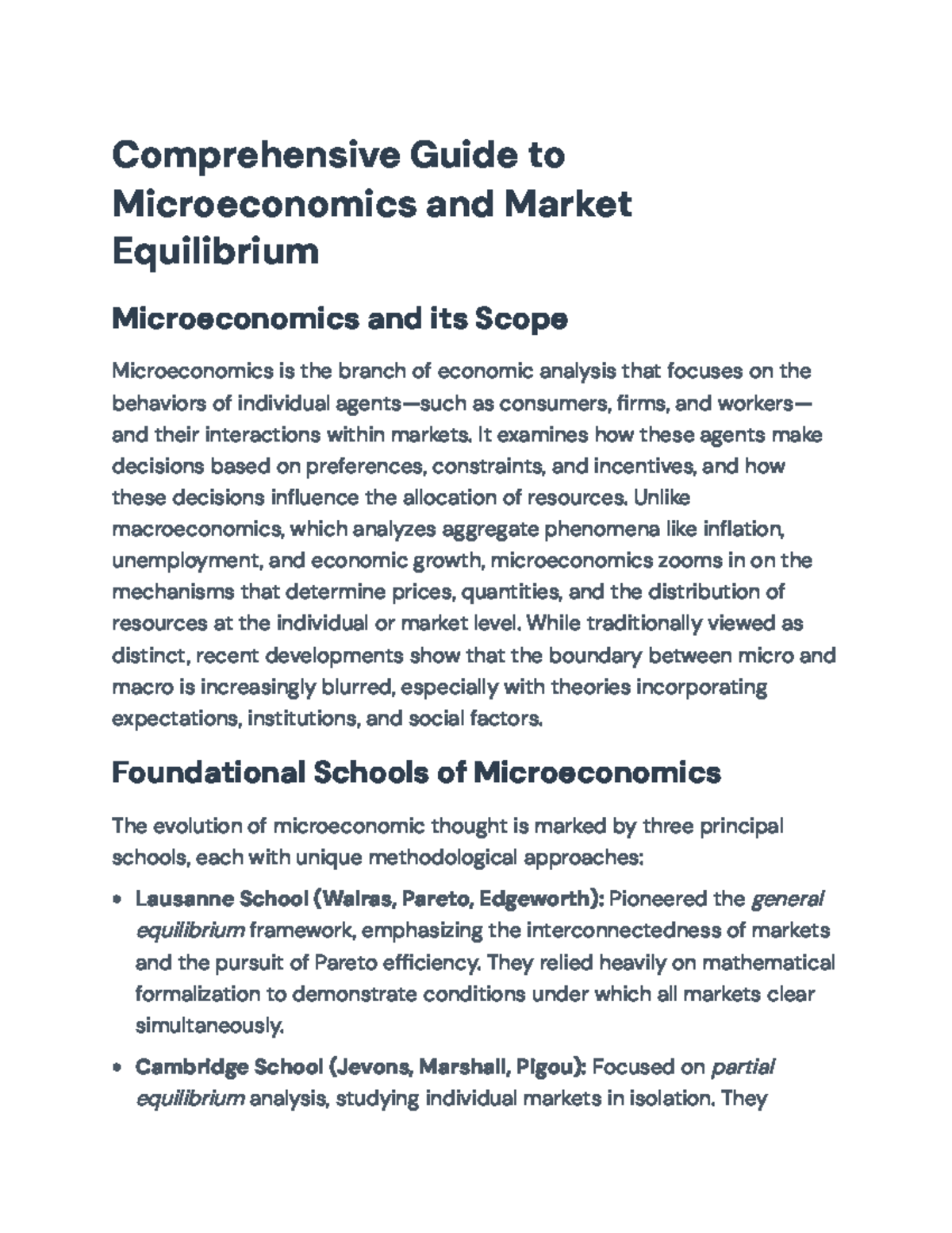 Comprehensive Guide to Microeconomics (ECON 101) and Market Equilibrium ...