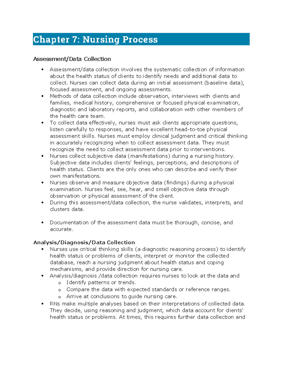 Nursing Process Overview: Assessment, Diagnosis, Planning ...