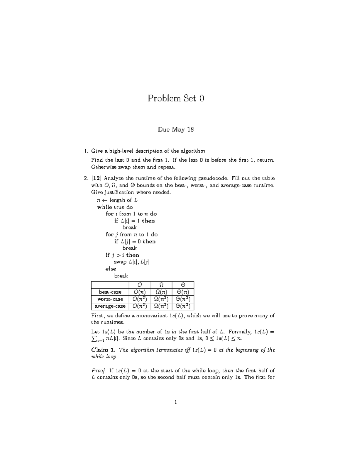 PS0 Practice Solutions: Algorithm Analysis and Runtime Evaluation - Studocu