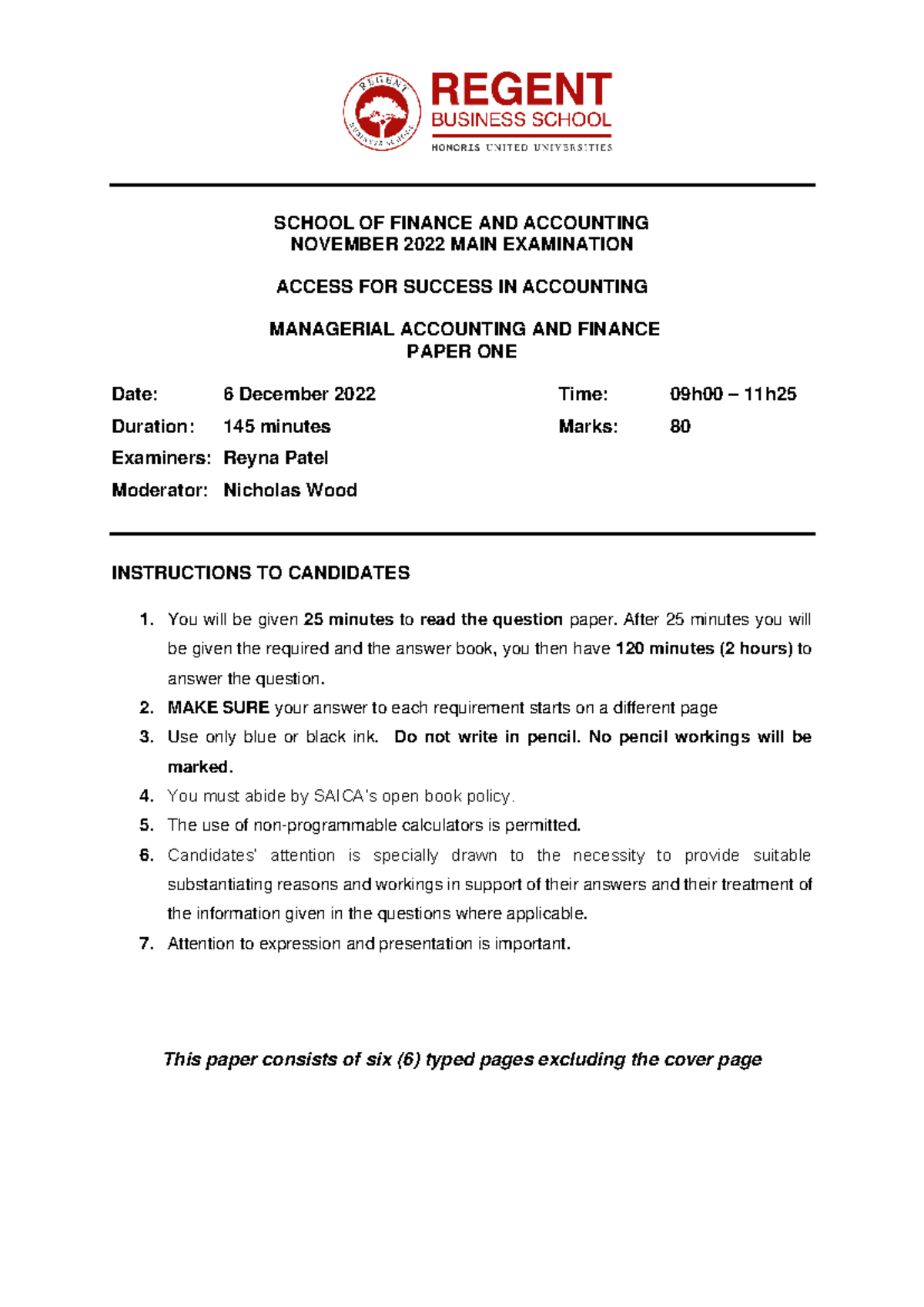 MAF 2022 Final Exam - Paper 1 - Managerial Accounting Scenario - Studocu