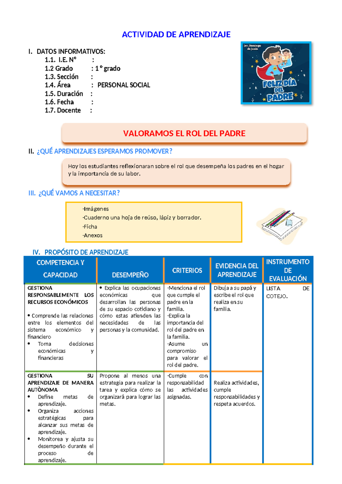 D1 A2 Sesión PS: Valorizando el Rol del Padre en la Familia - Studocu