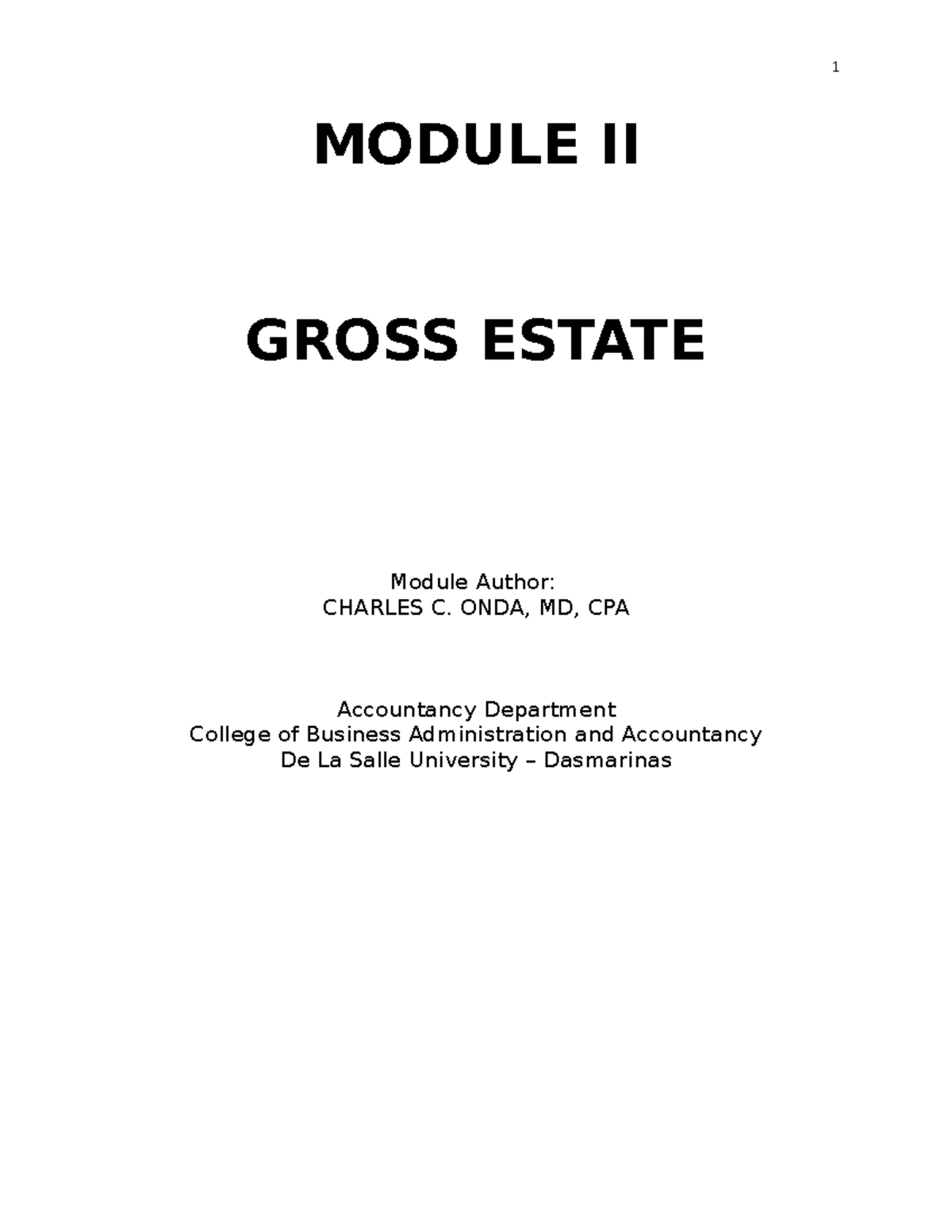 TAX 2 Module 2: Comprehensive Overview of Gross Estate Management - Studocu