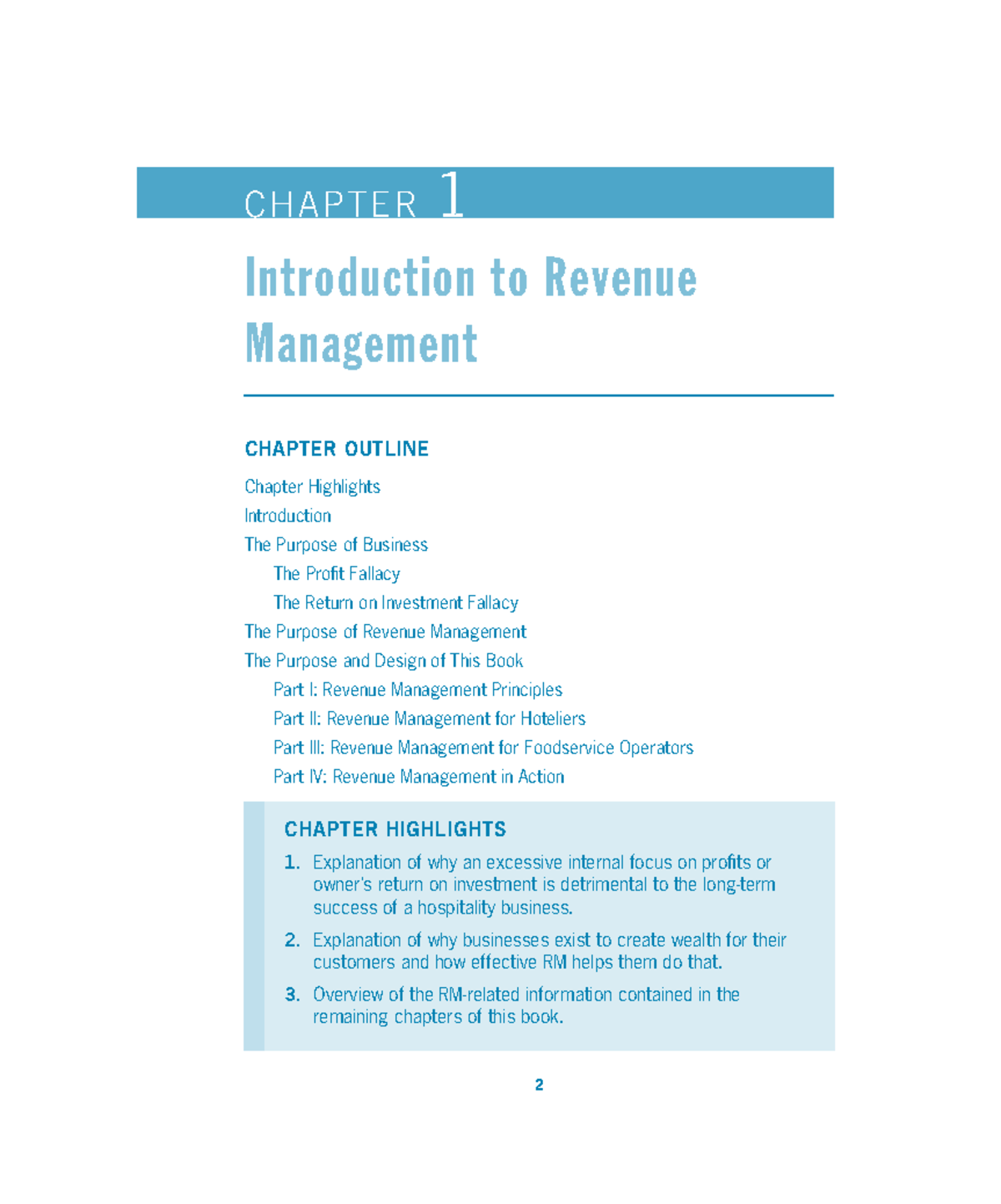 Chapter 1: Introduction to Revenue Management (C01) - Studocu