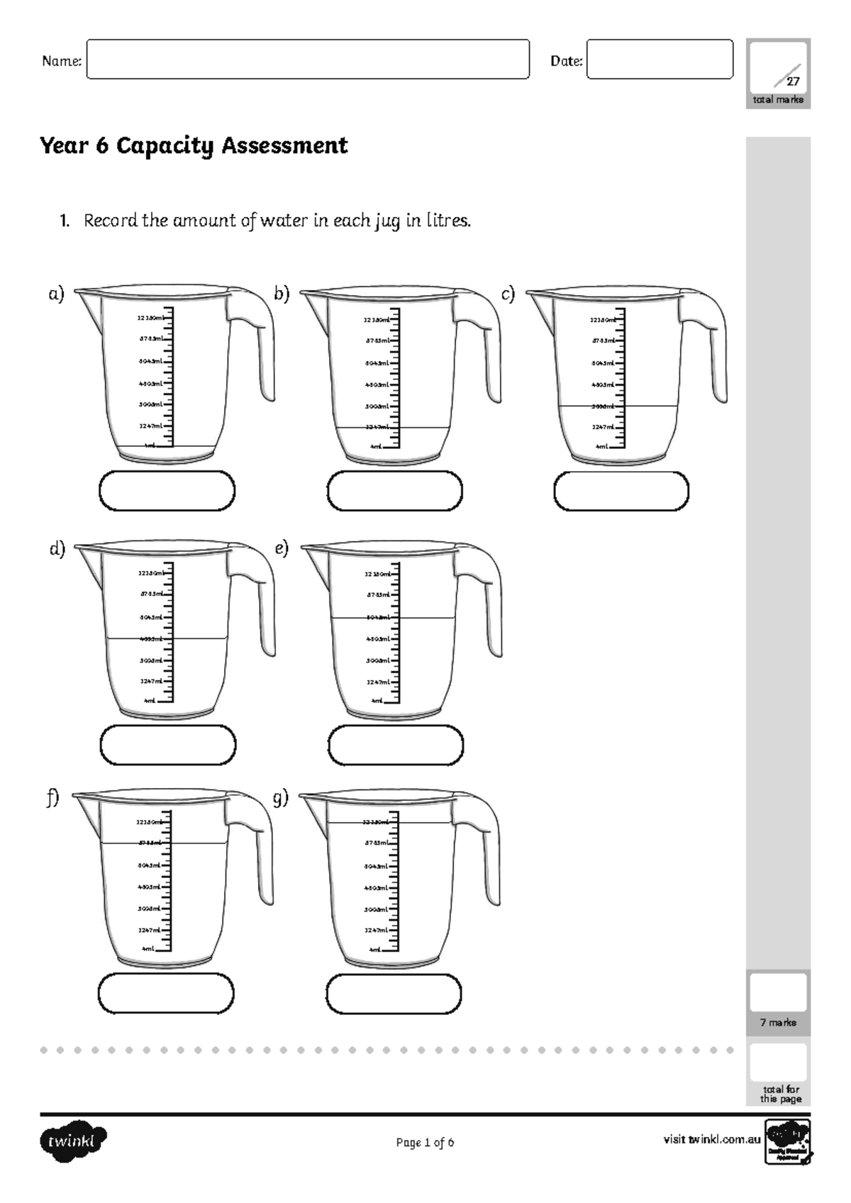 Year 6 Capacity Assessment: Maths Test (Au-t2-m-41706) - Studocu