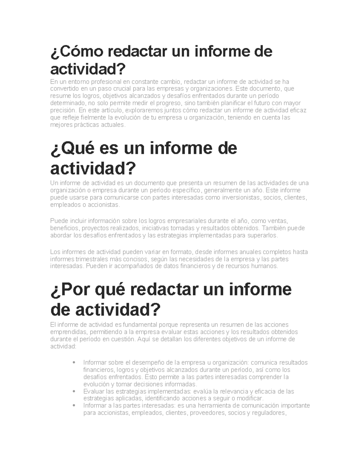 Cómo redactar un informe de actividad - ¿Cómo redactar un informe de ...
