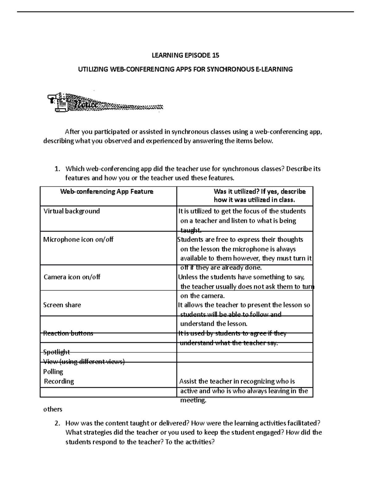 FS 2 EP 15 - Lecture Notes - LEARNING EPISODE 15 UTILIZING WEB ...