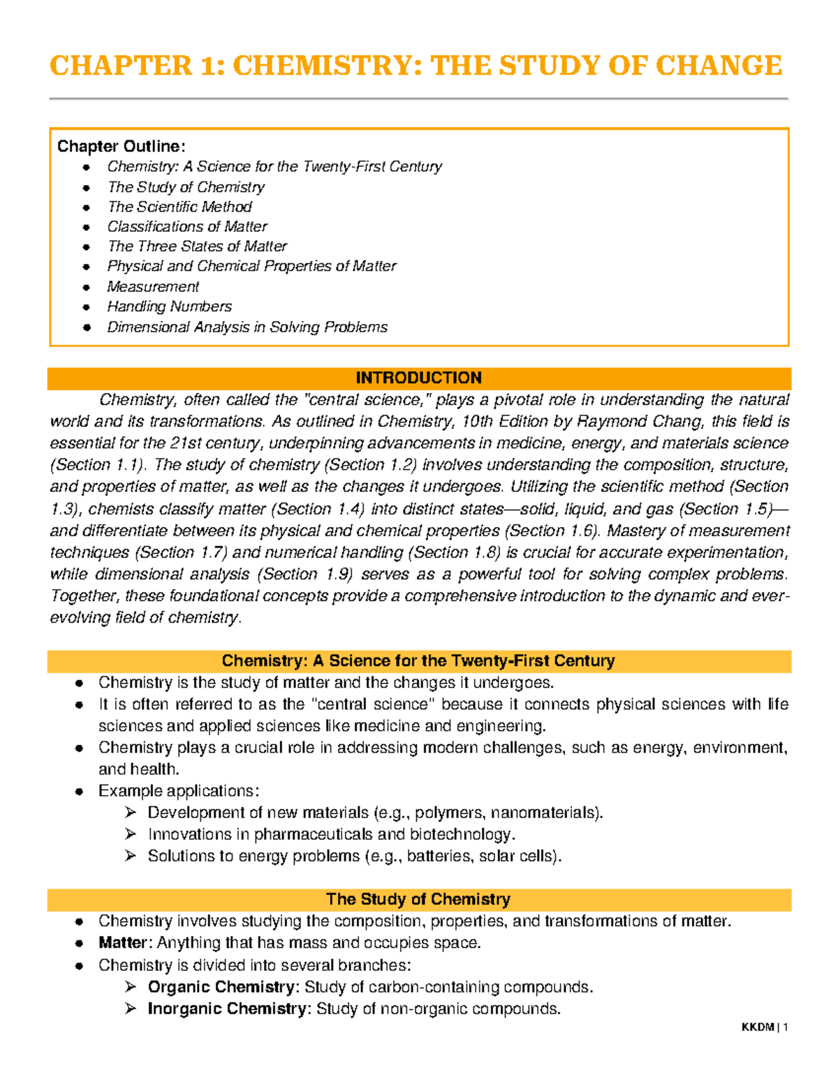 Chapter 1: Principles of Chemistry - The Study of Change (CHEM 101) - Studocu