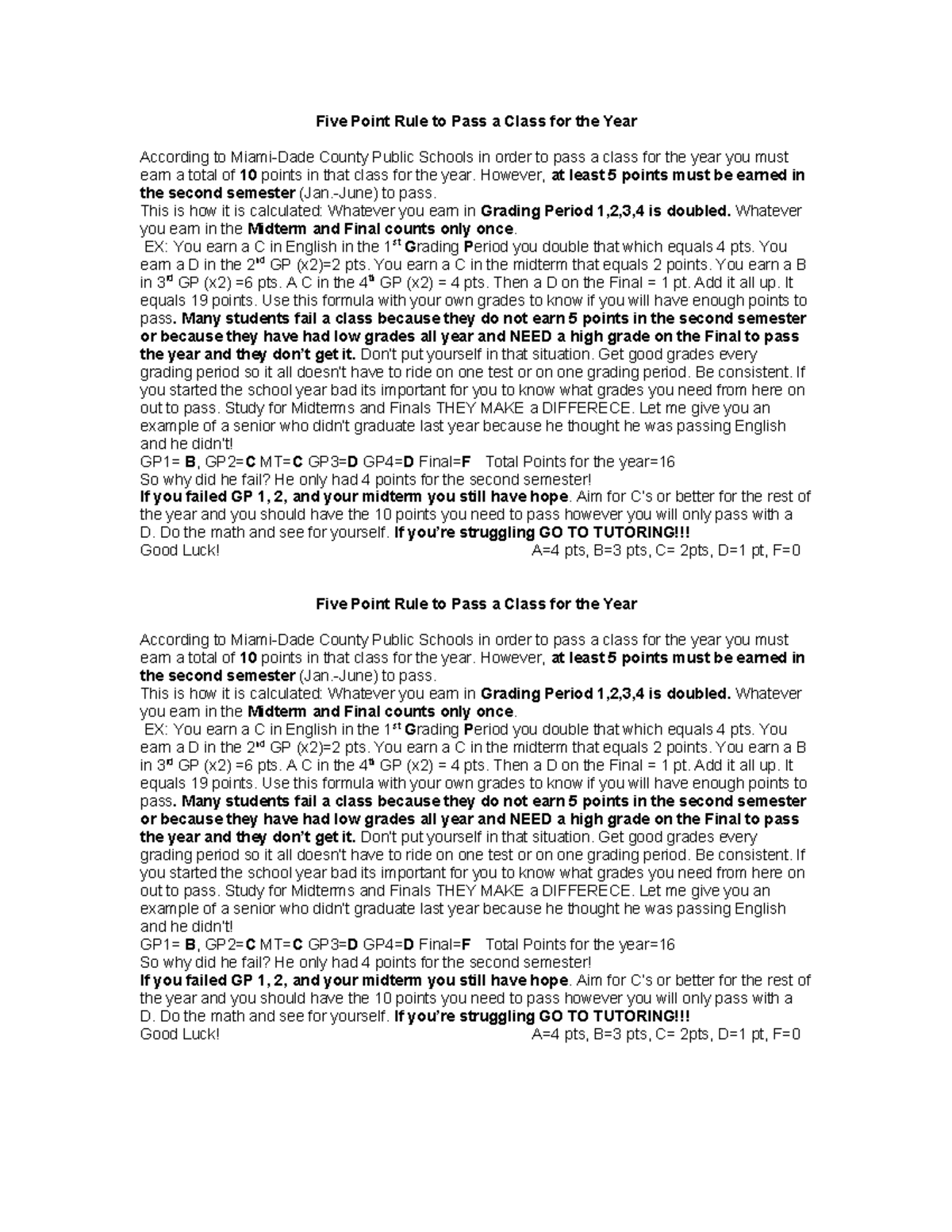 Five Point Rule for Passing Classes - Term 2 (2-2-12-09) - Studocu