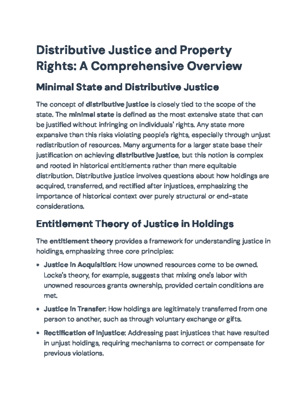Distributive Justice & Property Rights: A Detailed Analysis (Course ...