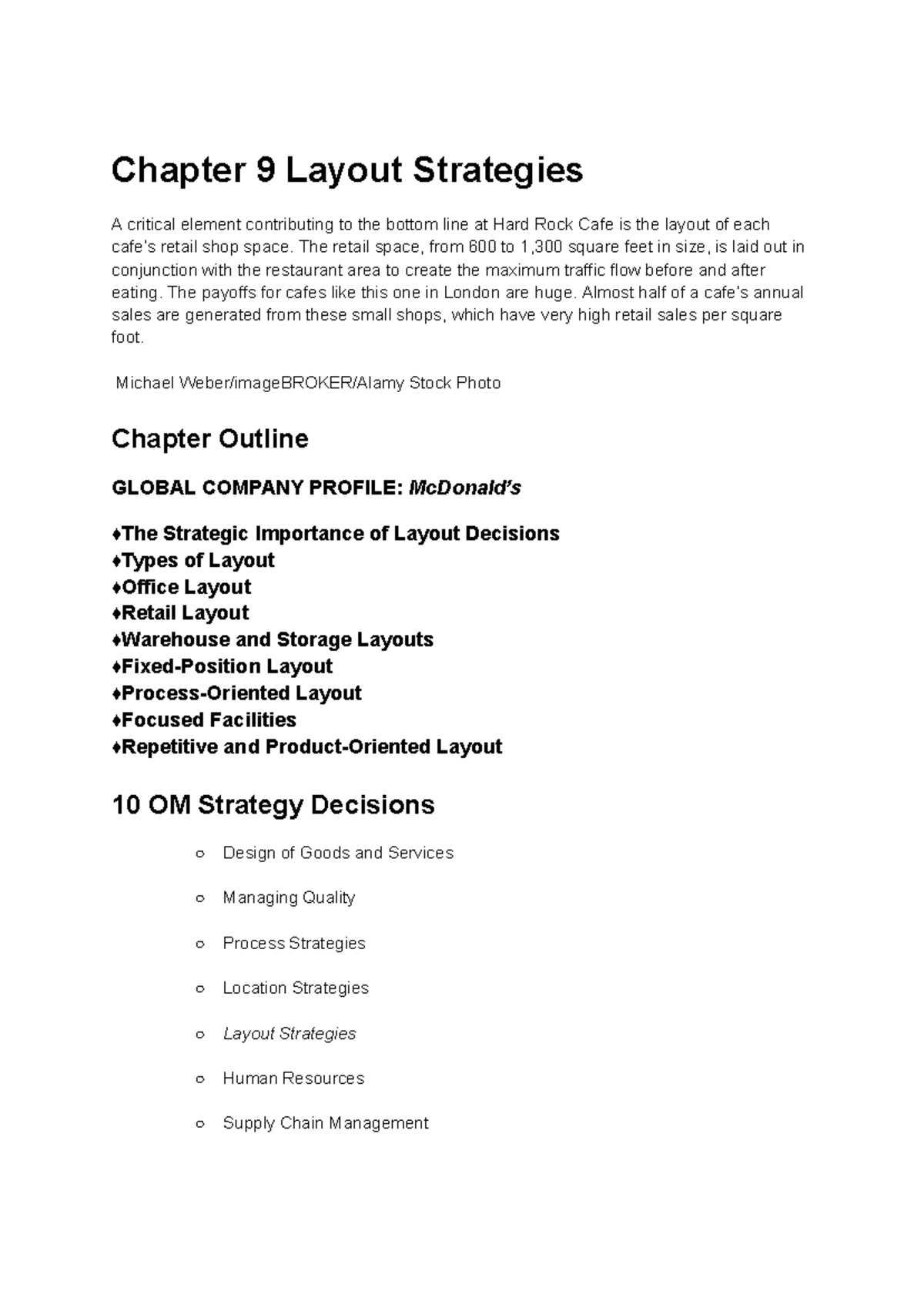 Chapter 9 Review: Strategic Layout Decisions in Retail and Operations ...