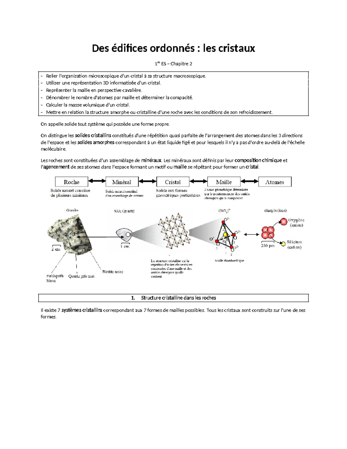 Cristaux et Structures – Chapitre 2 – Cours ES - Studocu