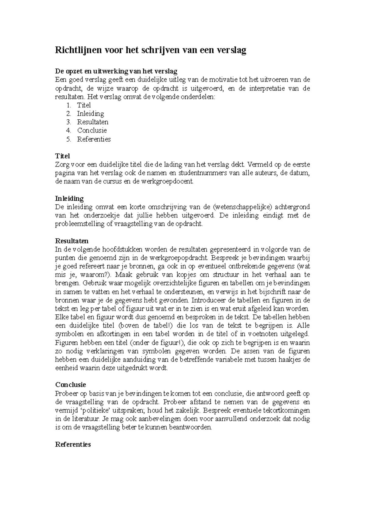 Richtlijnen voor het Schrijven van een Verslag: Een Handleiding ...