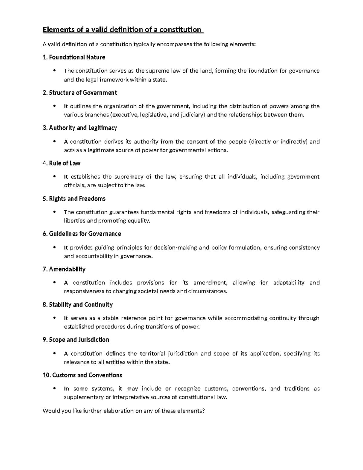 Elements of a Valid Constitution: Key Components Explained - Studocu
