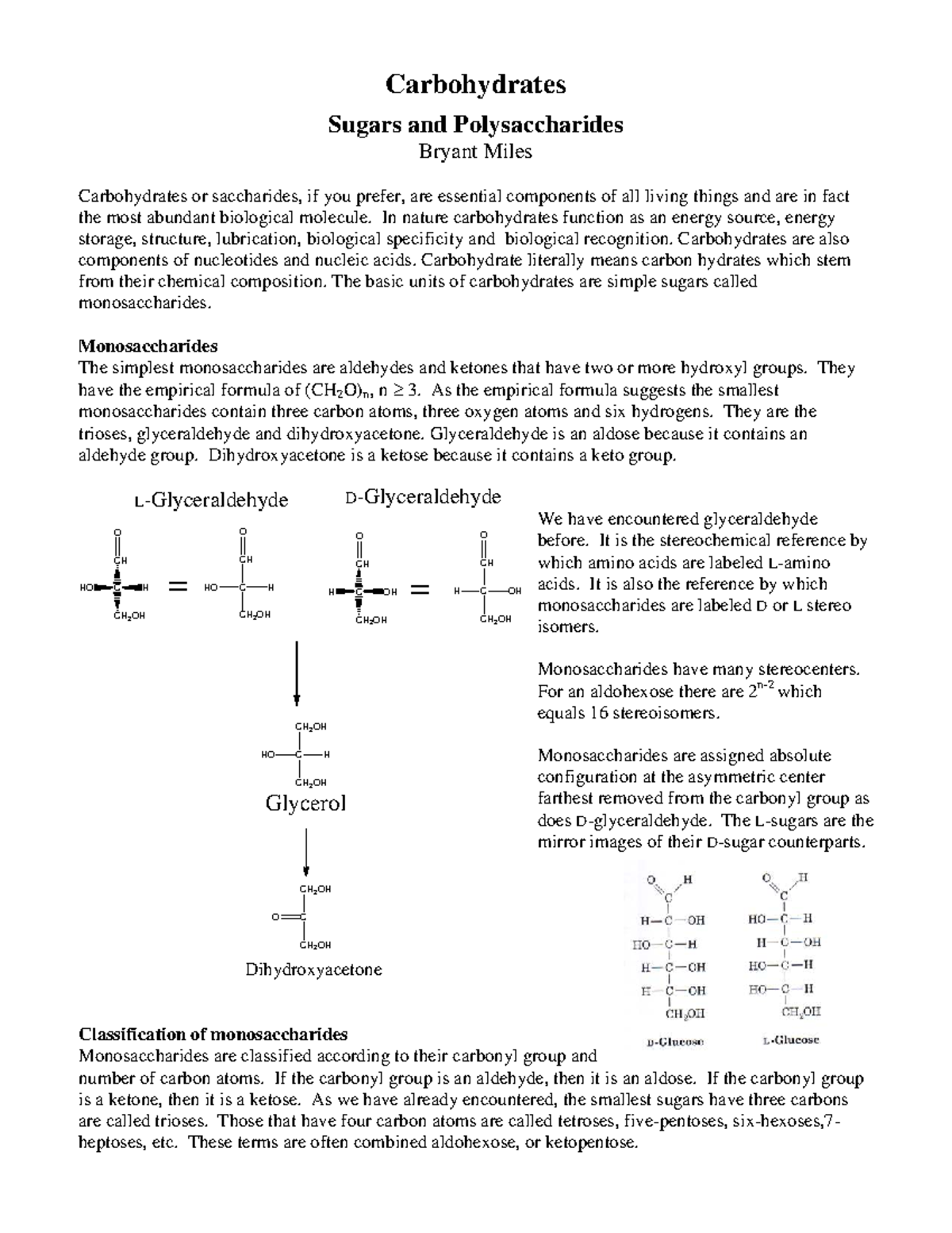 Carbohydrates: Structure, Classification, and Sweeteners Overview (BIO ...