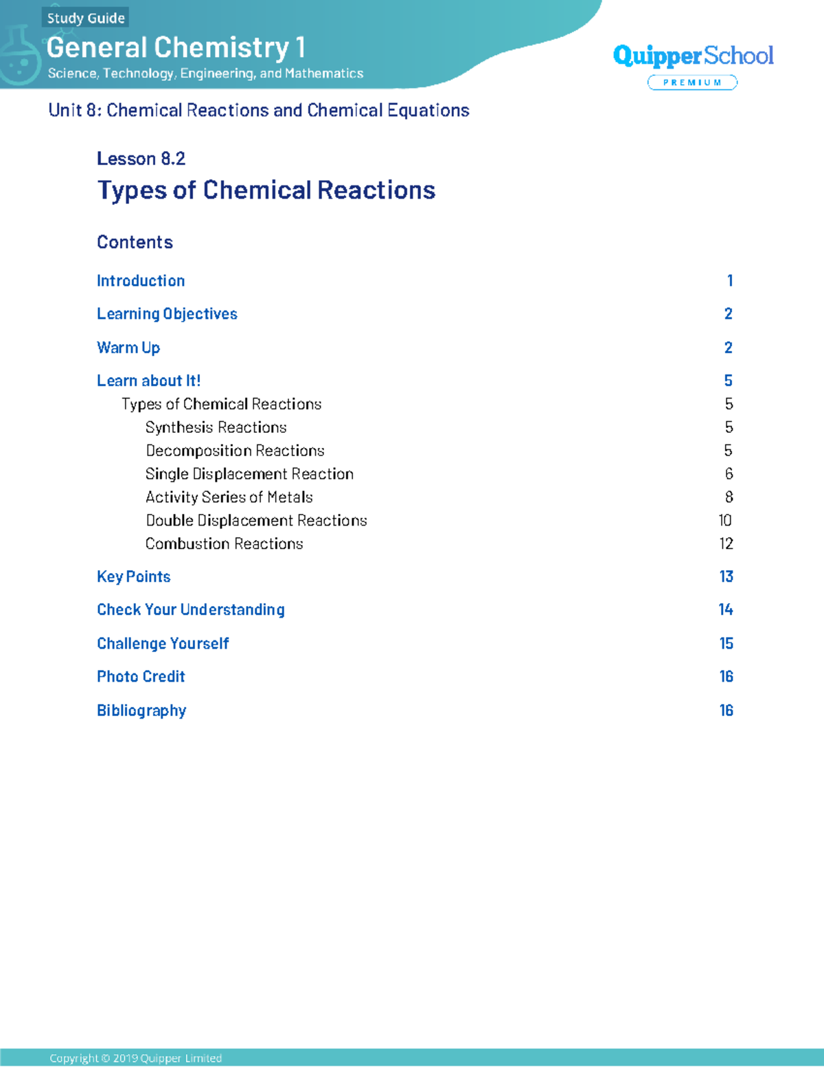 Lesson 8.2 Types of Chemical Reactions - Types of Chemical Reactions ...