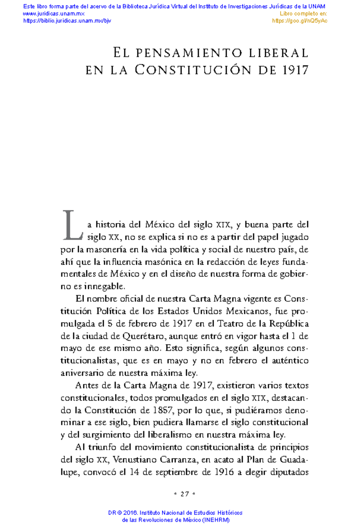 El pensamiento liberal en la Constitución de 1917: Análisis y Contexto ...