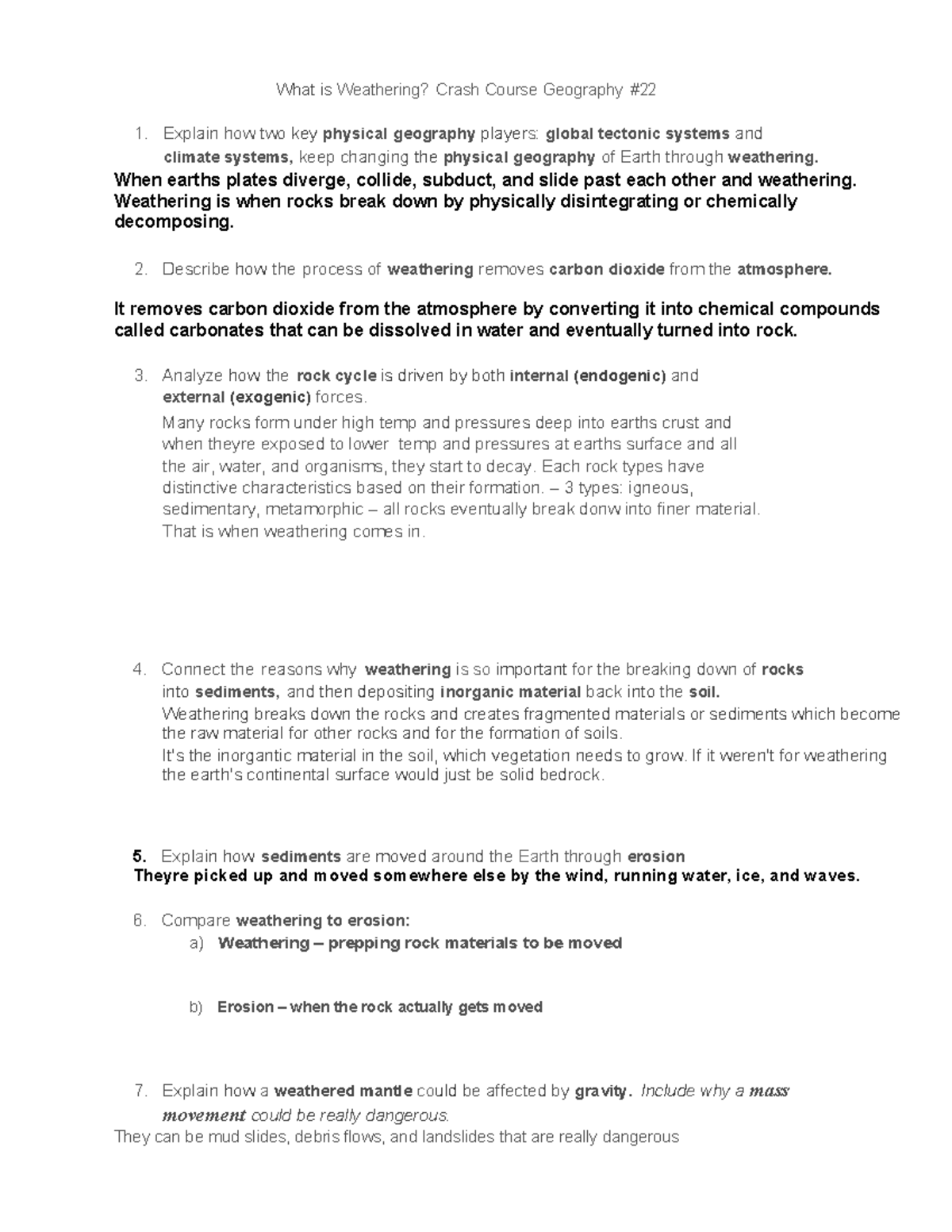 External forces of change WG CC 22 23 26 - What is Weathering? Crash ...