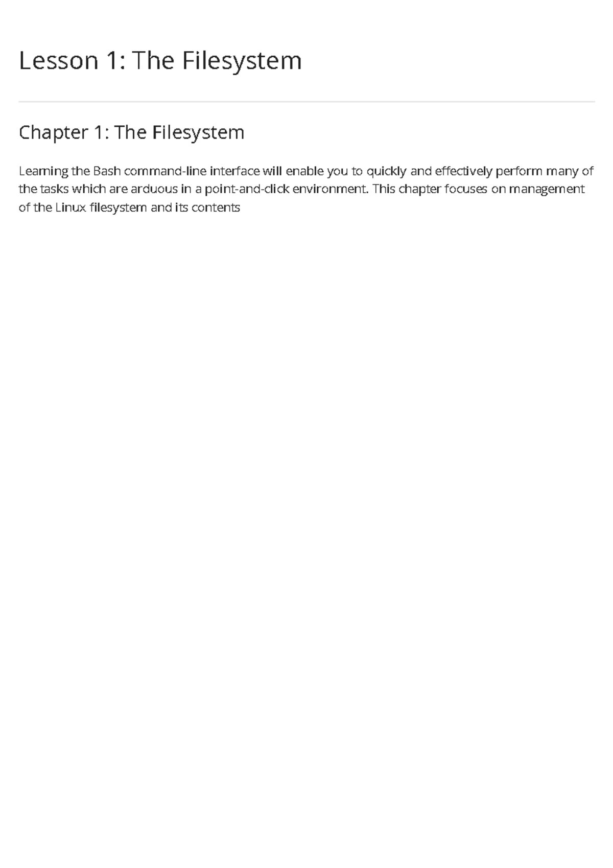 Lesson 1: Understanding the Linux Filesystem and Bash Commands - Studocu