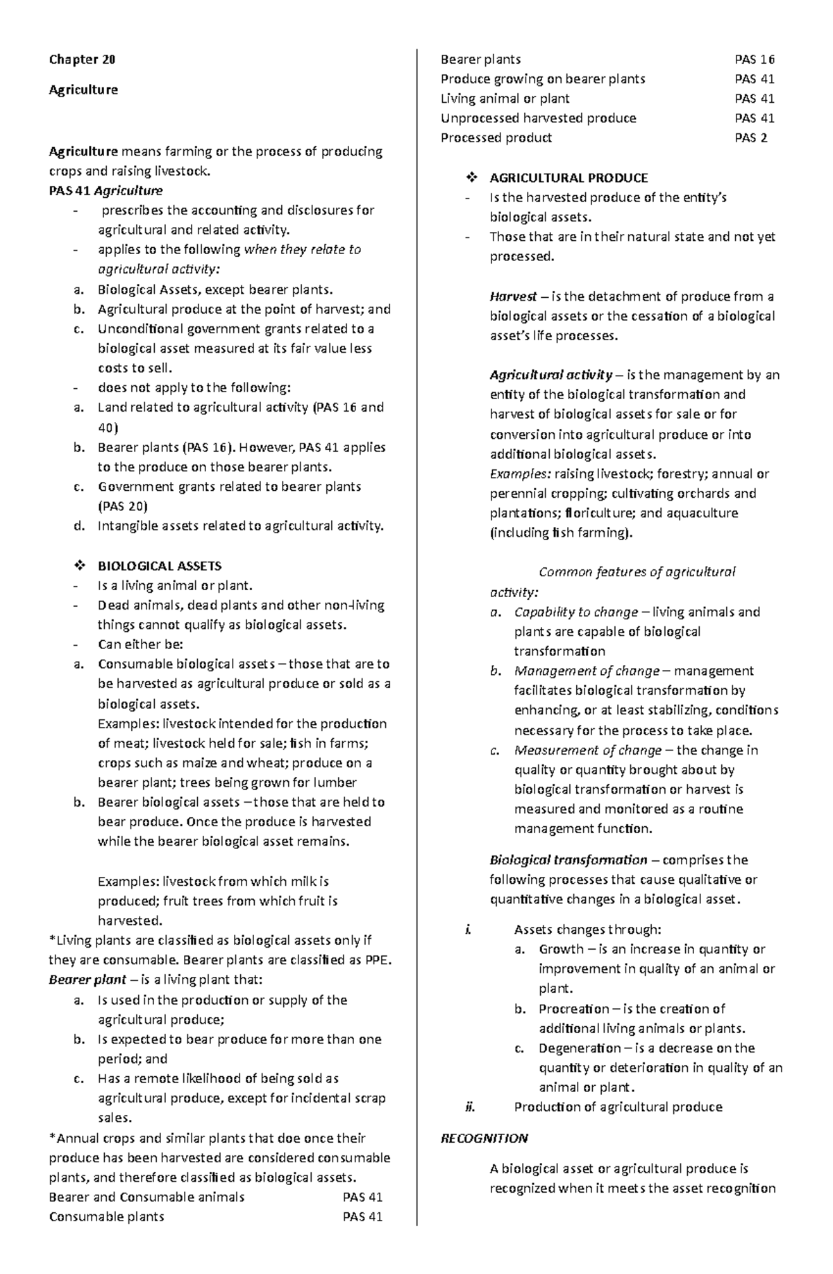 Chapter 20 Agriculture - Chapter 20 Agriculture Agriculture means ...