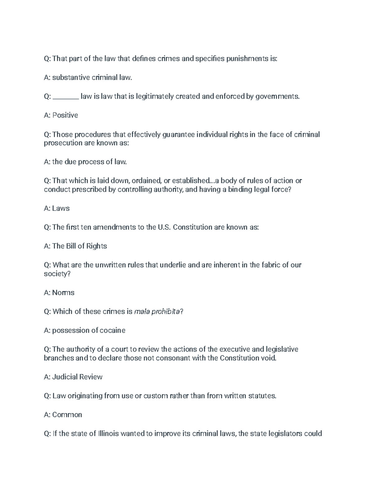 Criminal Law CH1&2 Practice Quiz Review and Key Concepts - Studocu