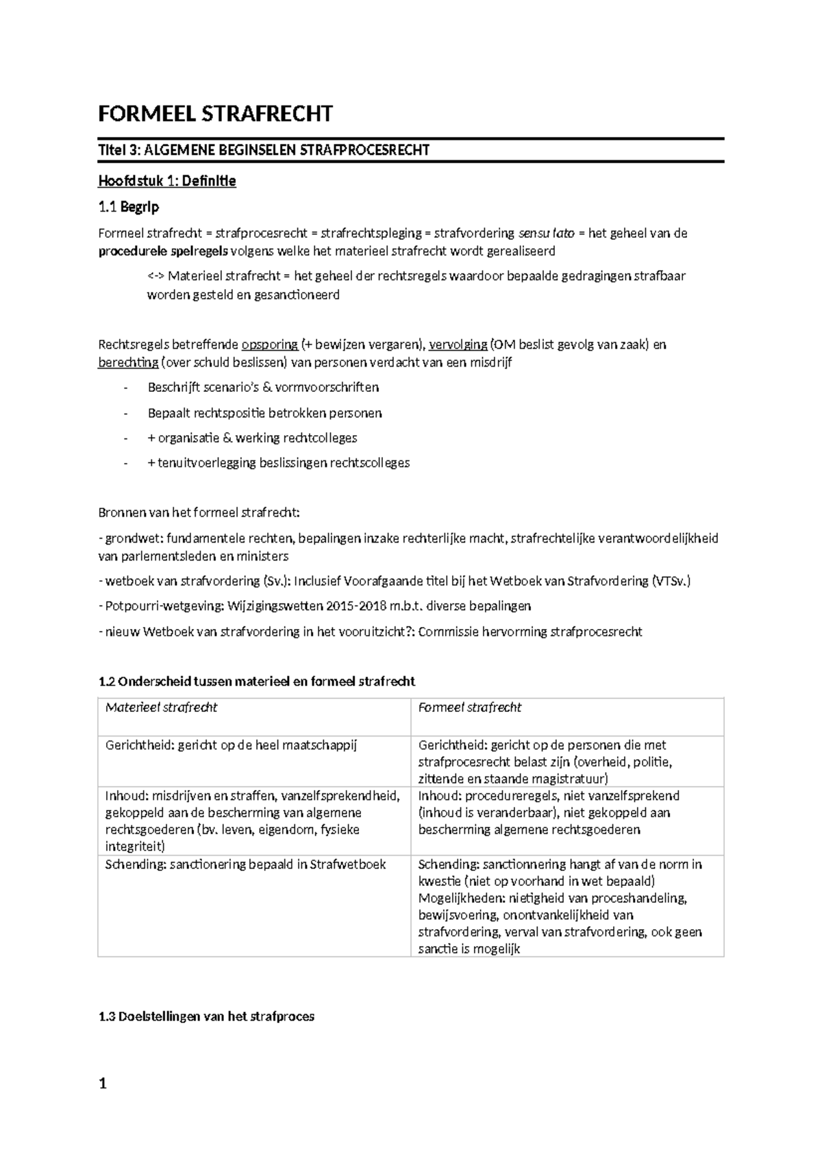 Formeel Strafrecht - uitgebreide samenvatting lessen + pwp + boek ...
