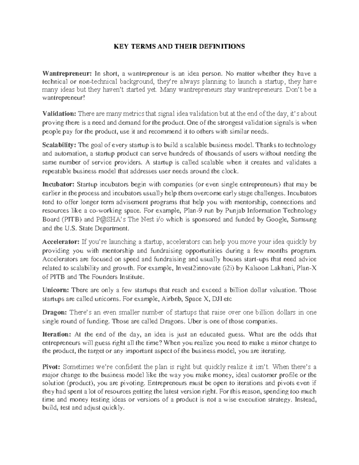 Key Terms of entrepreneurship edition 6th - KEY TERMS AND THEIR ...