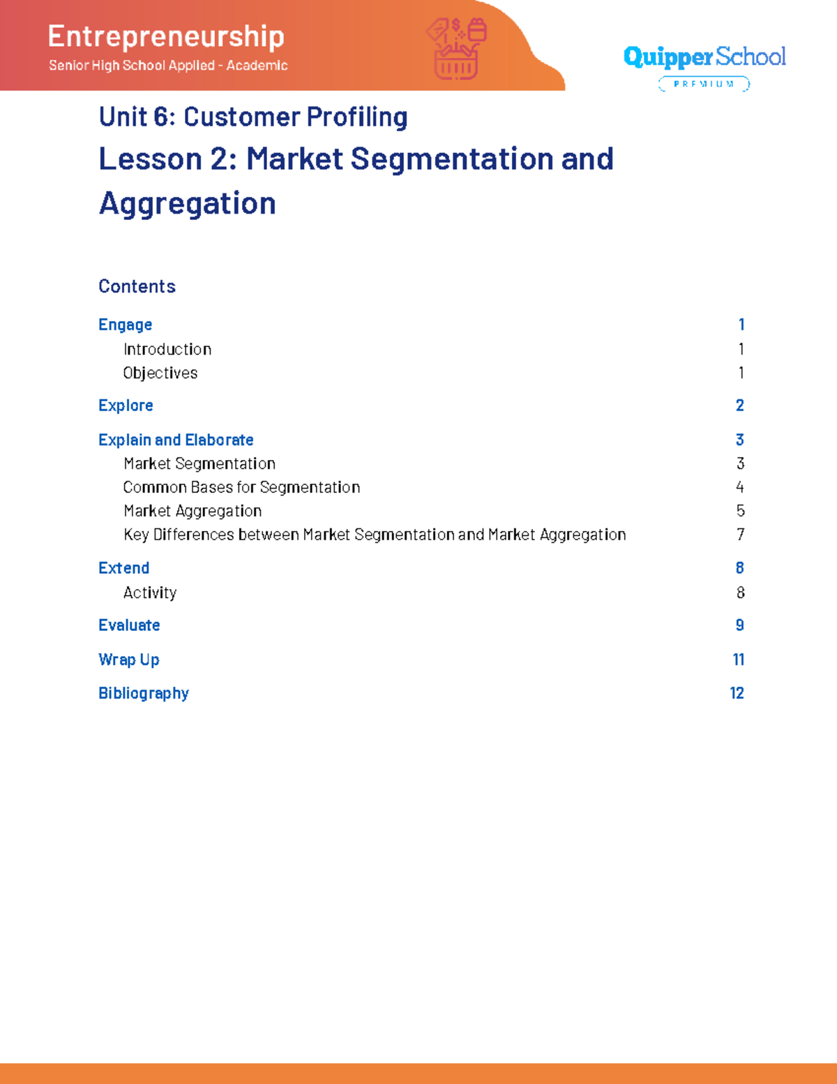 ENT SG Unit 6: Lesson 2 - Market Segmentation & Aggregation - Studocu