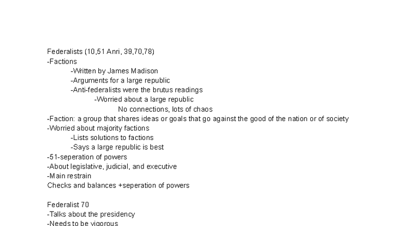 American Heritage Midterm 2 Notes: Federalists & Madison's Republic ...