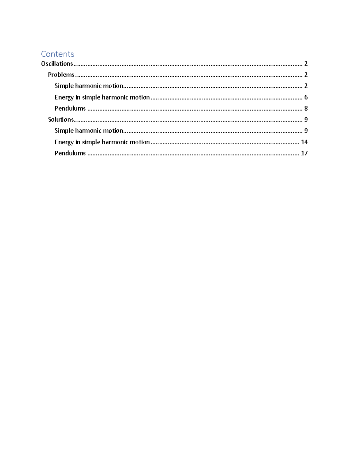 SHM - problems with solution - Contents Oscillations Problems Simple ...