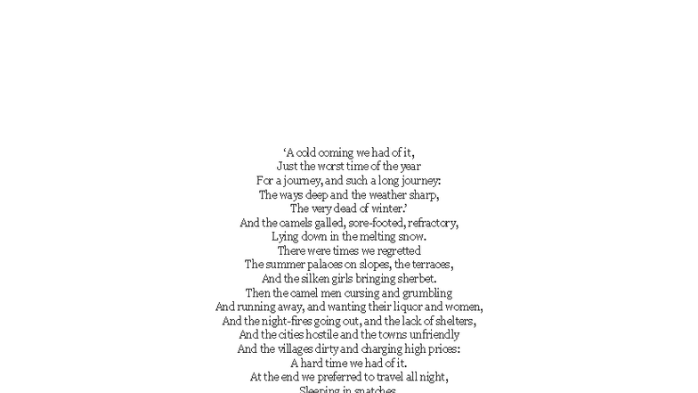 Journey of the Magi - T.S. Eliot Analysis and Insights - Studocu