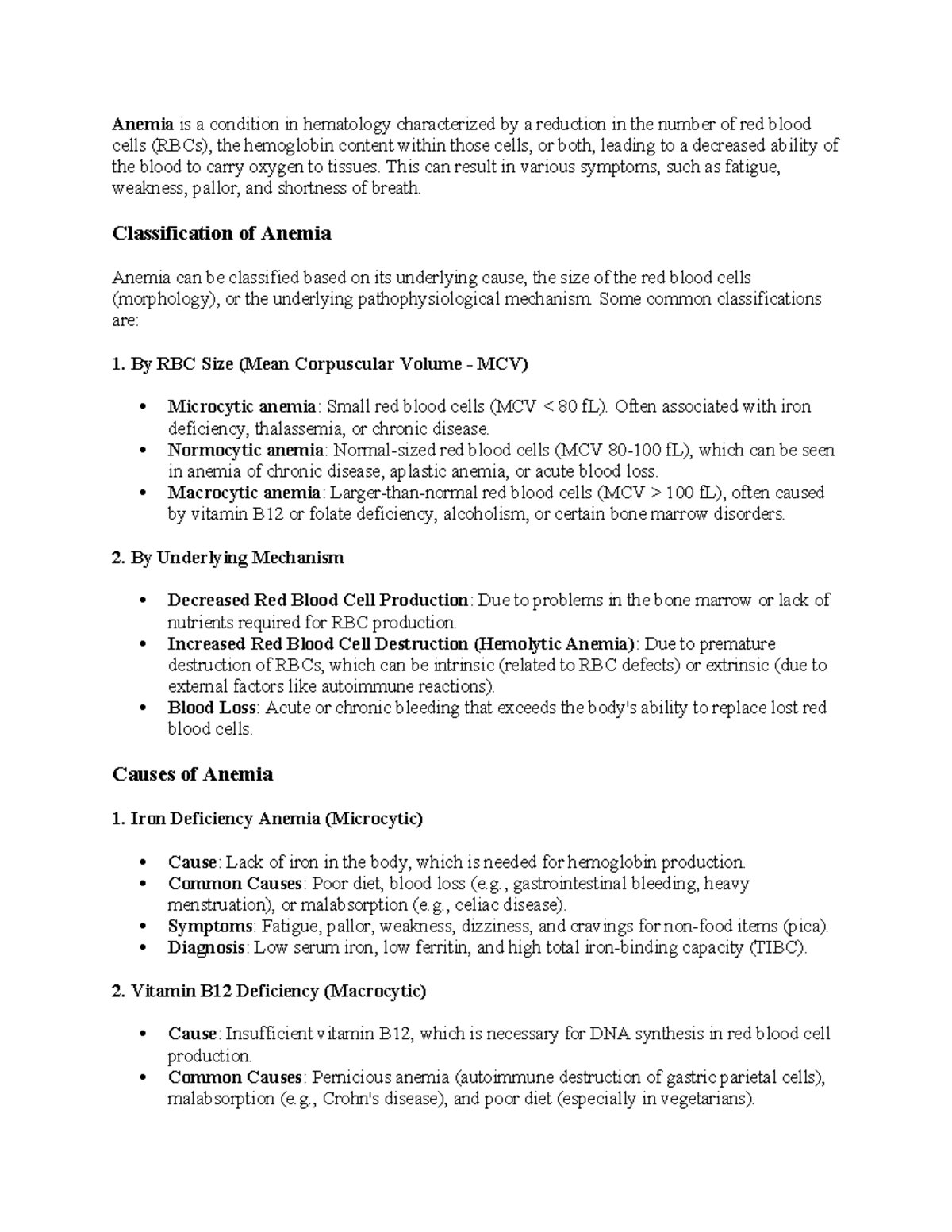 Anemia in hematology - Anemia is a condition in hematology ...