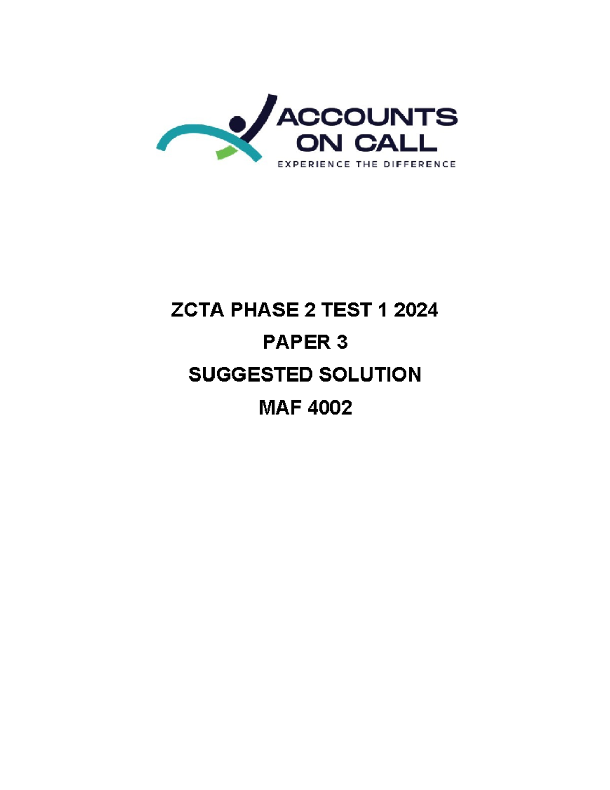 MAF 4002 Phase 2 Paper 3 Suggested Solutions and Budget Analysis 2024 ...