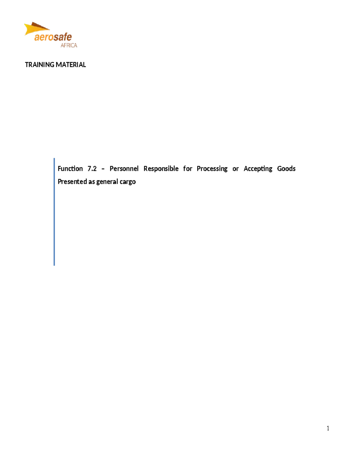 Training Material: Function 7.2 - Personnel for Dangerous Goods ...